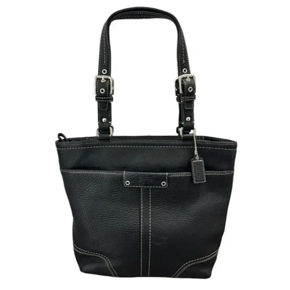 Coach | Bags | Coach Hamilton Black Pebbled Leather Tote Bag D72f13809 ...